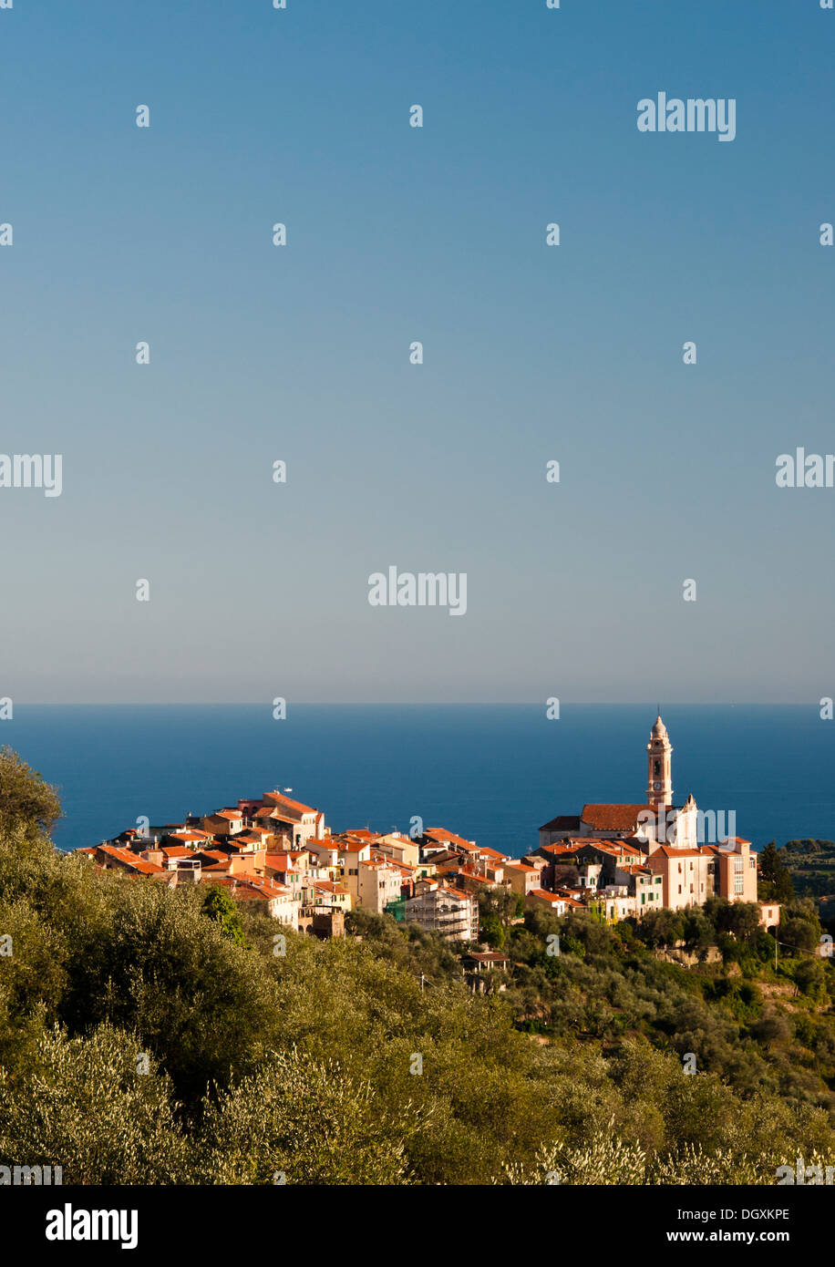 italian hilltop village in Liguria, Civezza Stock Photo - Alamy