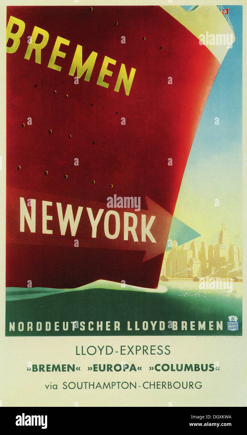 Vintage ship poster hi-res stock photography and images - Alamy