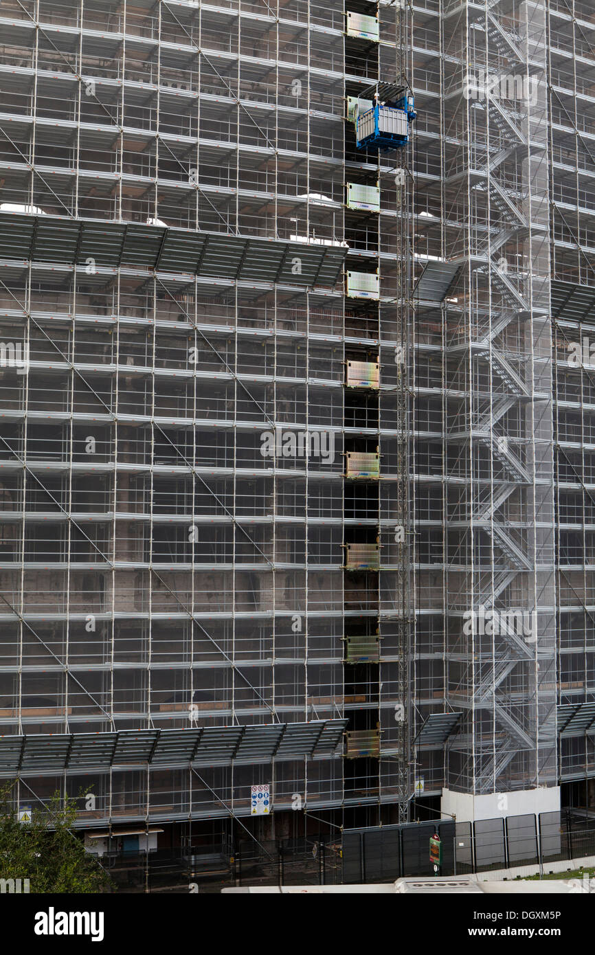 Scaffolding covers the Colosseum in Rome while it undergoes maintenance ...