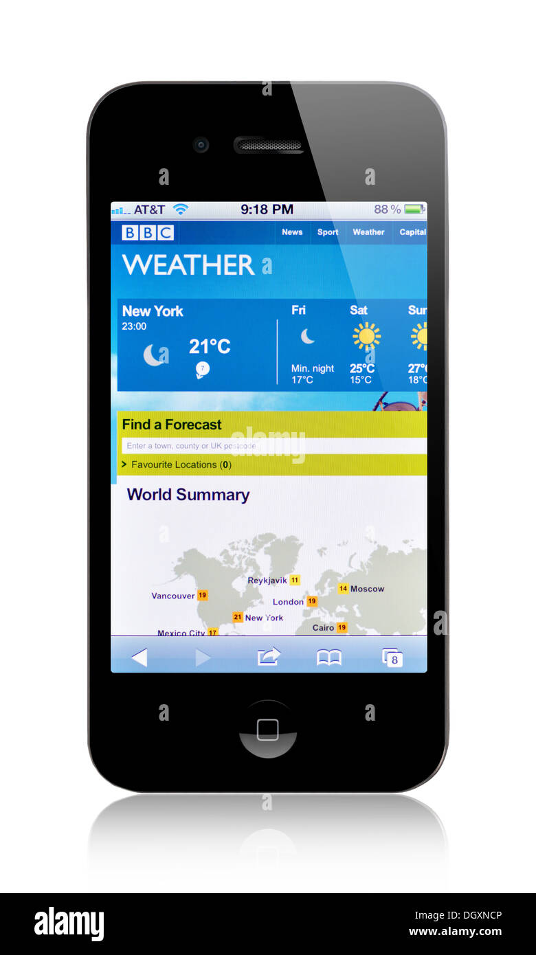 iPhone screen showing BBC Weather website Stock Photo - Alamy
