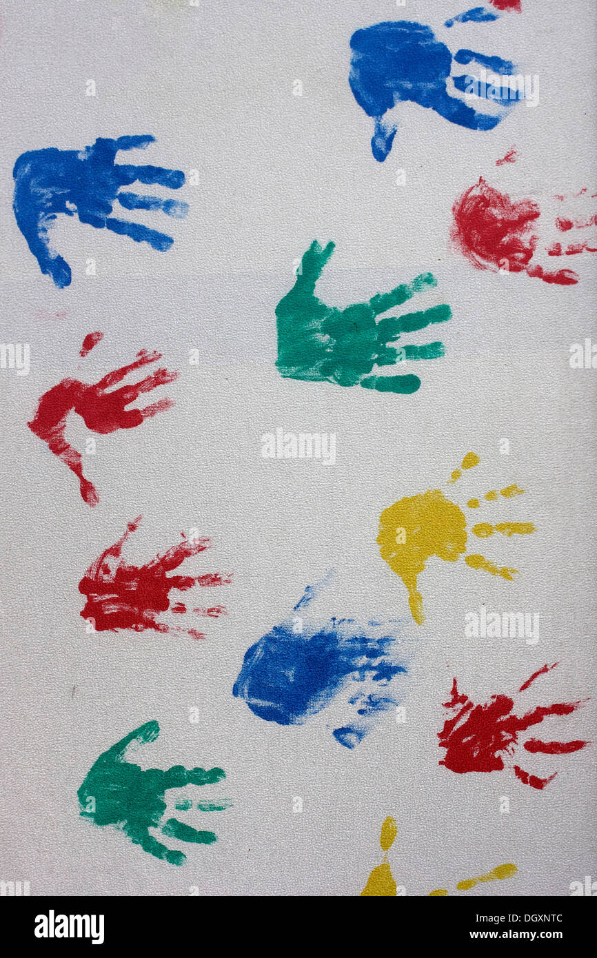 Kids hand prints hi-res stock photography and images - Alamy