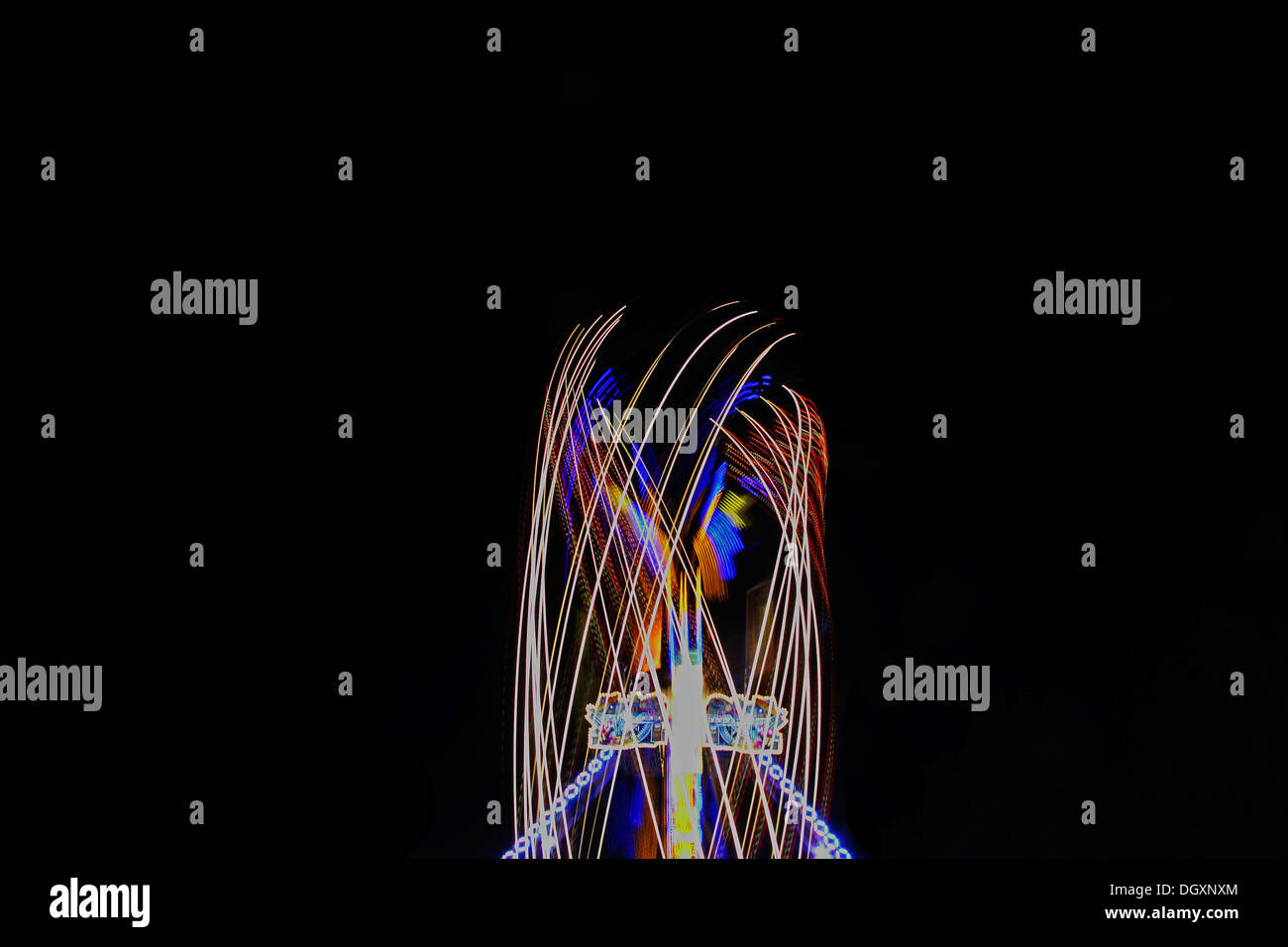 Fun ride X-Factor, light traces, night shot, Biberacher Schuetzenfest ...