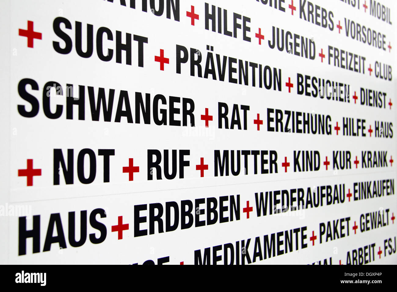 German Red Cross, tags on a wall, near Hagnau, Baden-Wuerttemberg Stock ...