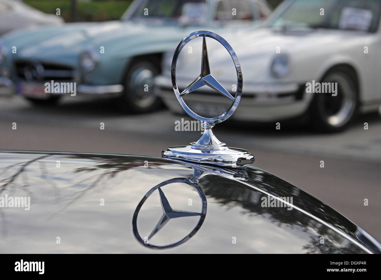 Mercedes star, with a reflection Stock Photo - Alamy