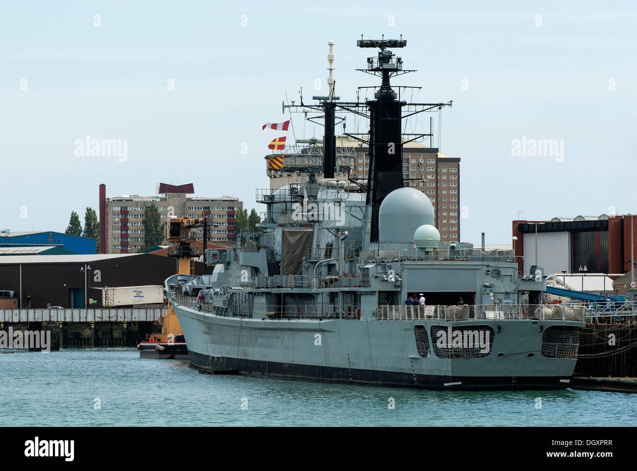 HMS Edinburgh at the Royal Navy base, Portsmouth Harbour, England Stock ...