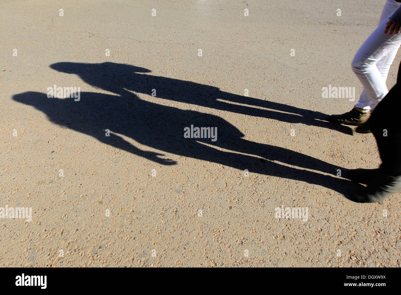 Shadows on the ground during a walk through the city of Valencia Stock ...