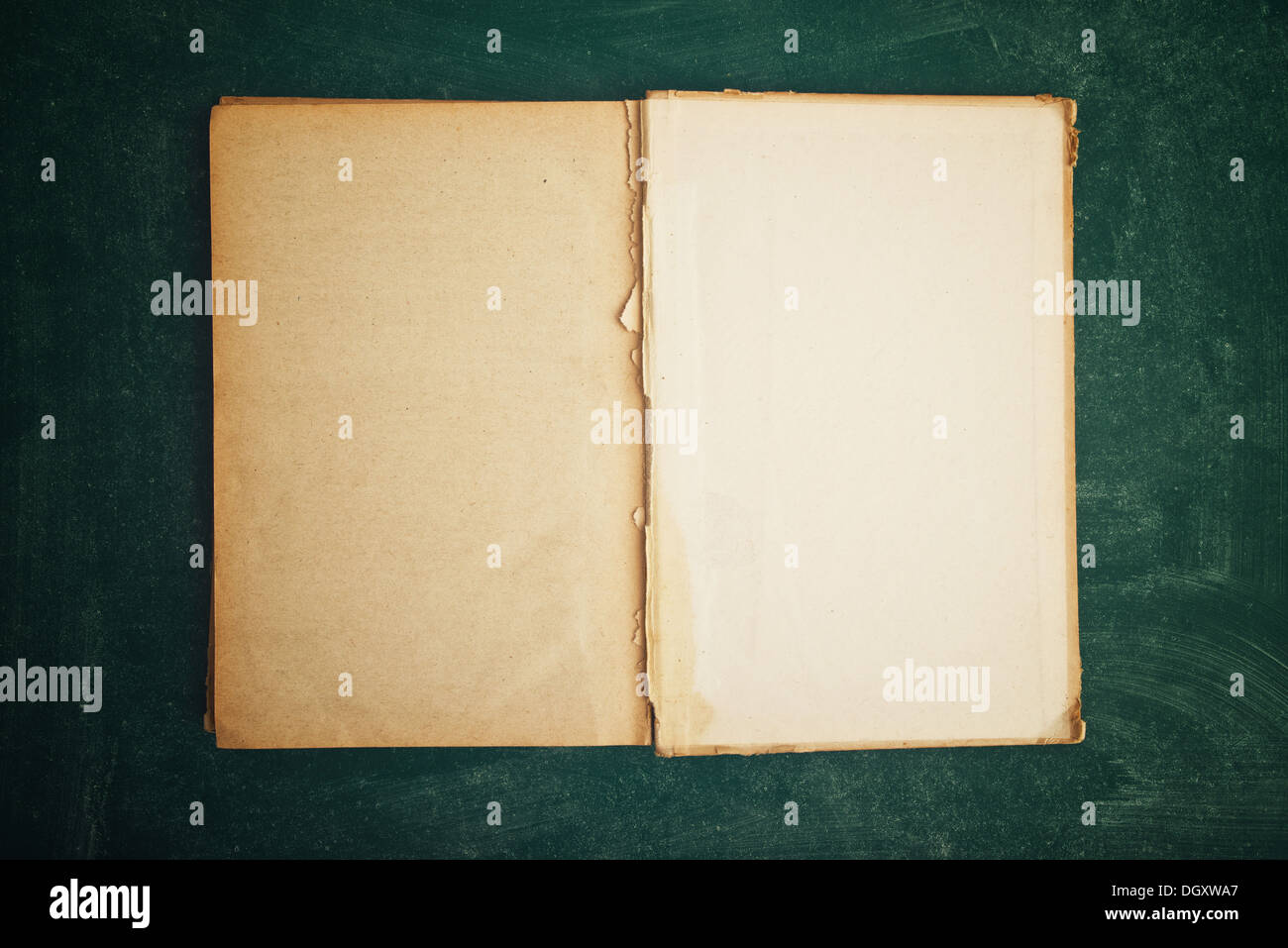 Vintage open book with old grunge paper textured pages Stock Photo - Alamy