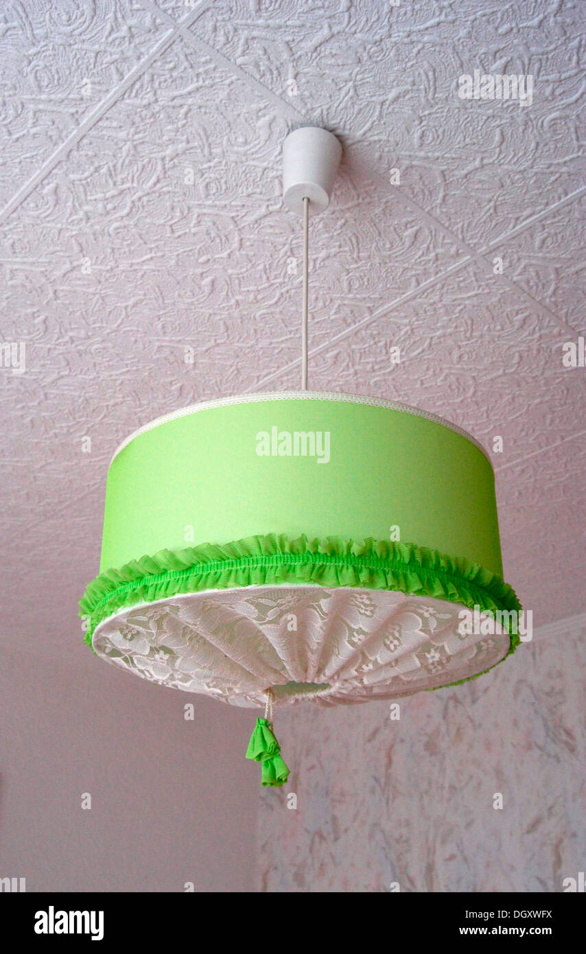 Green fabric ceiling lamp Stock Photo - Alamy