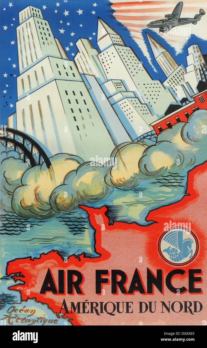 Air France vintage poster, 1946 - Editorial use only Stock Photo - Alamy