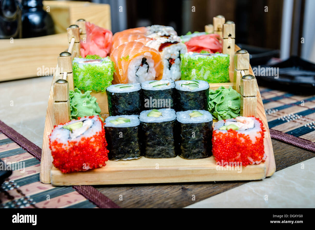 Assorted sushi on plate hi-res stock photography and images - Alamy