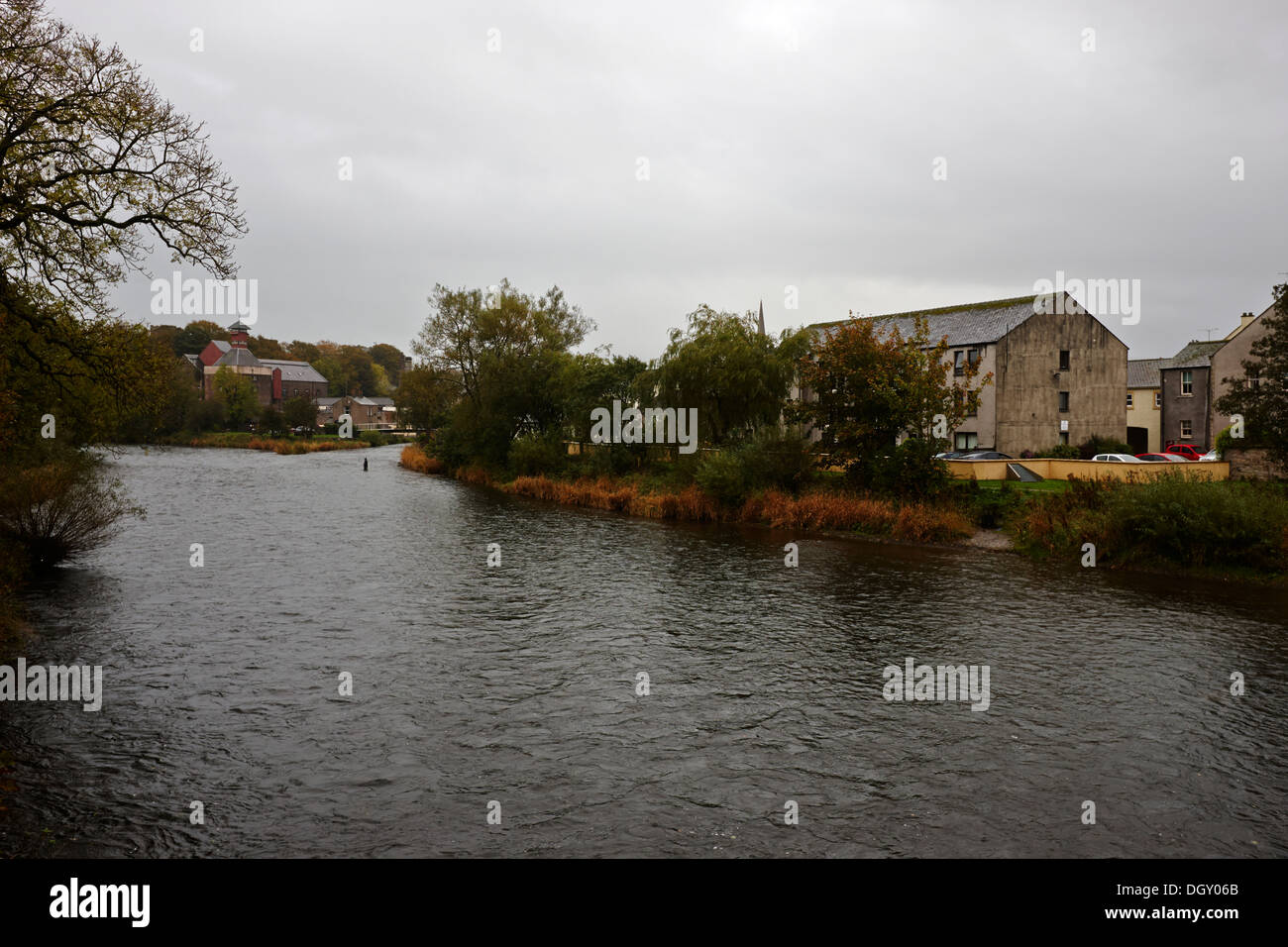 confluence of the rivers cocker and derwent on a rainy overcast day ...