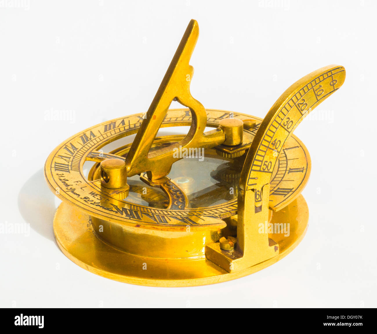 Old copper sextant and compass Stock Photo - Alamy