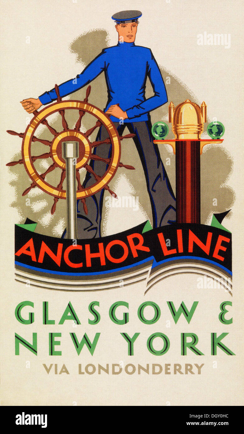 Anchor Line ad vintage travel poster, 1927 - Editorial use only Stock ...