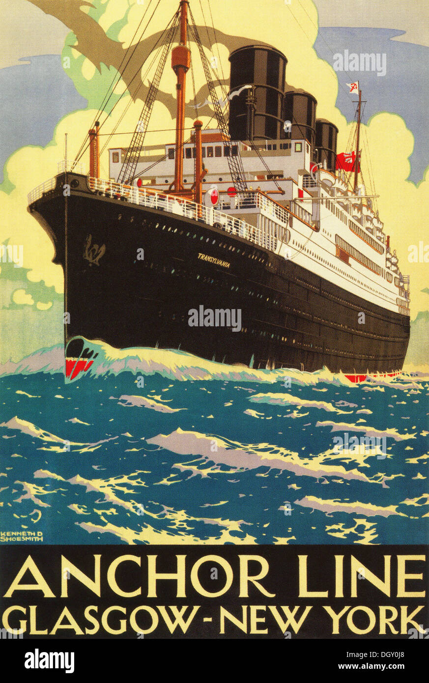 Anchor Line ad vintage travel poster, 1926 - Editorial use only Stock ...