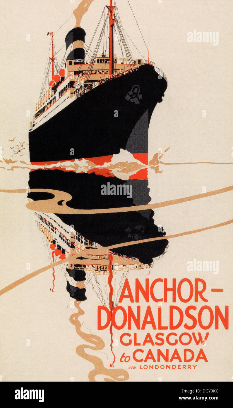 Anchor Line ad vintage travel poster, 1924 - Editorial use only Stock ...