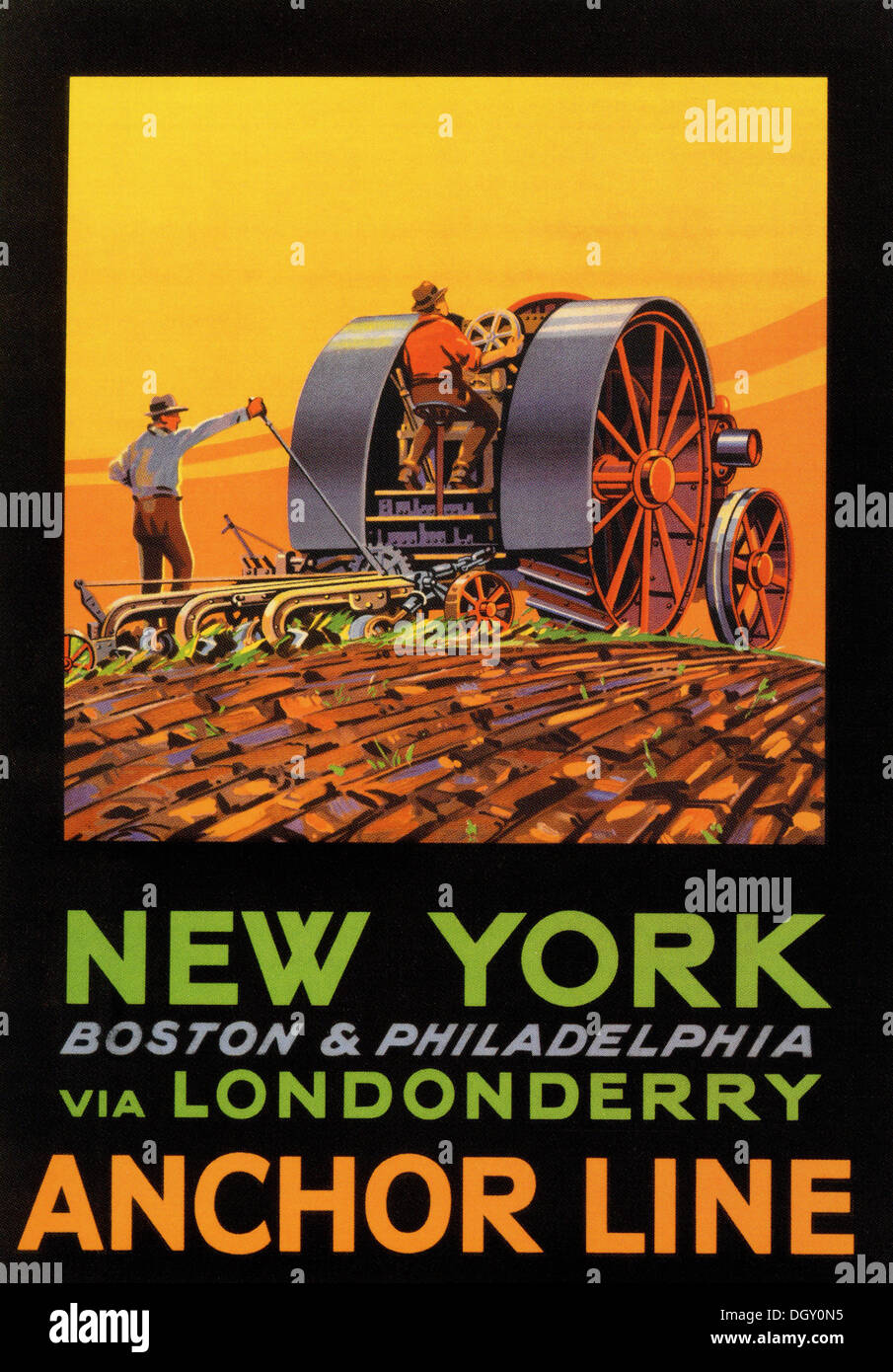 Anchor Line ad vintage travel poster, 1924 - Editorial use only Stock ...