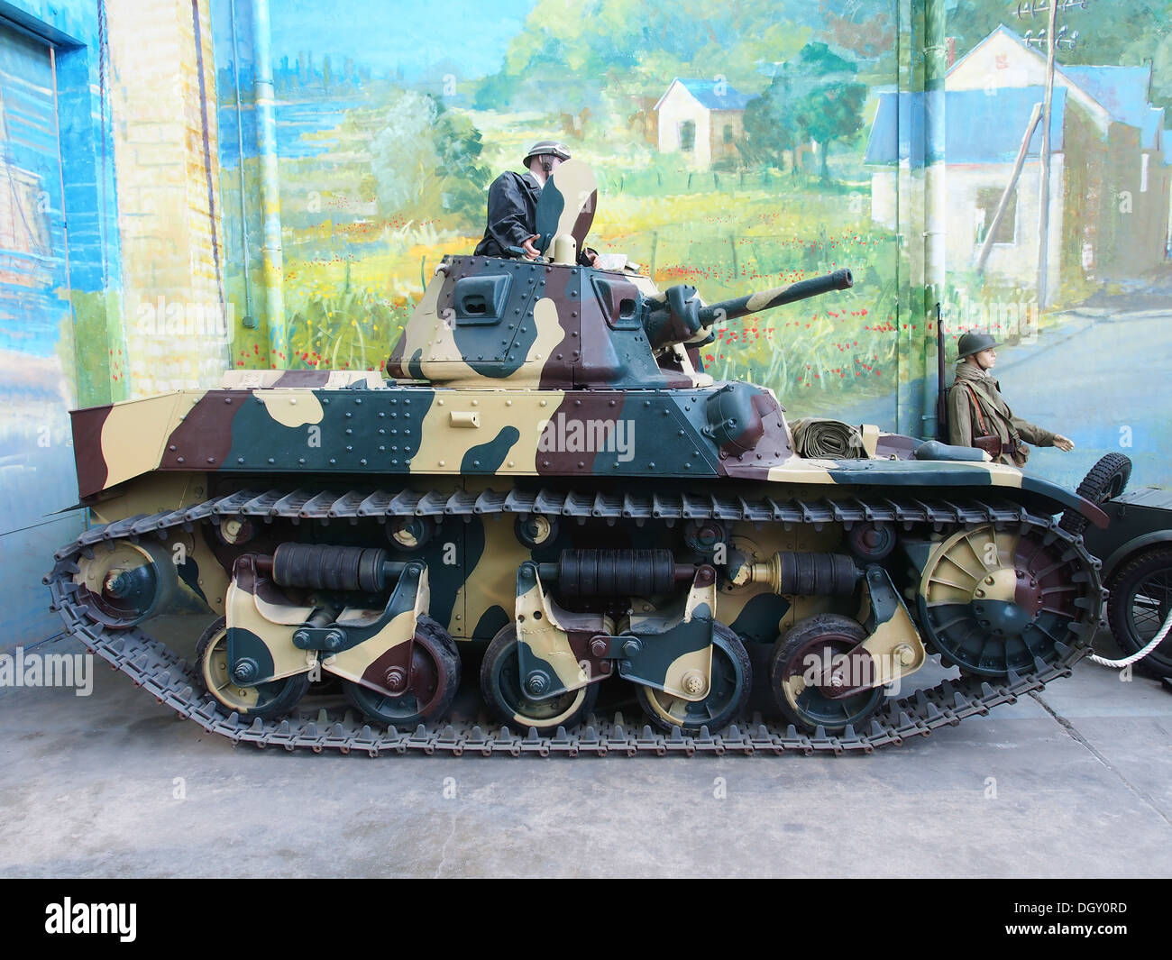 The AMC 35, a French light tank used during World War II, is displayed ...