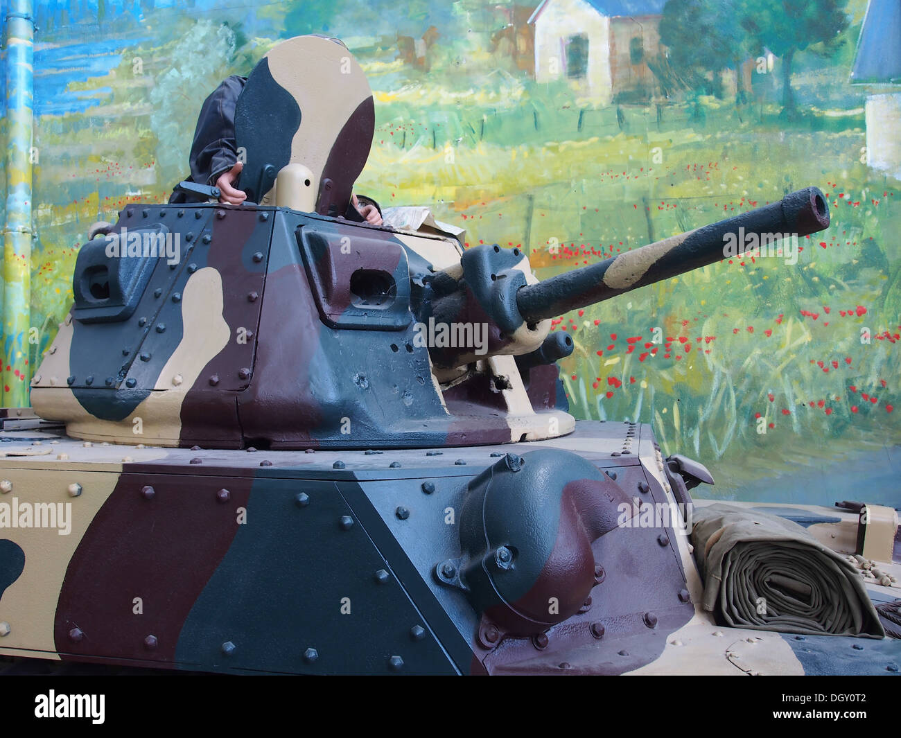 The AMC 35, a French light tank from the 1930s, is on display at the ...