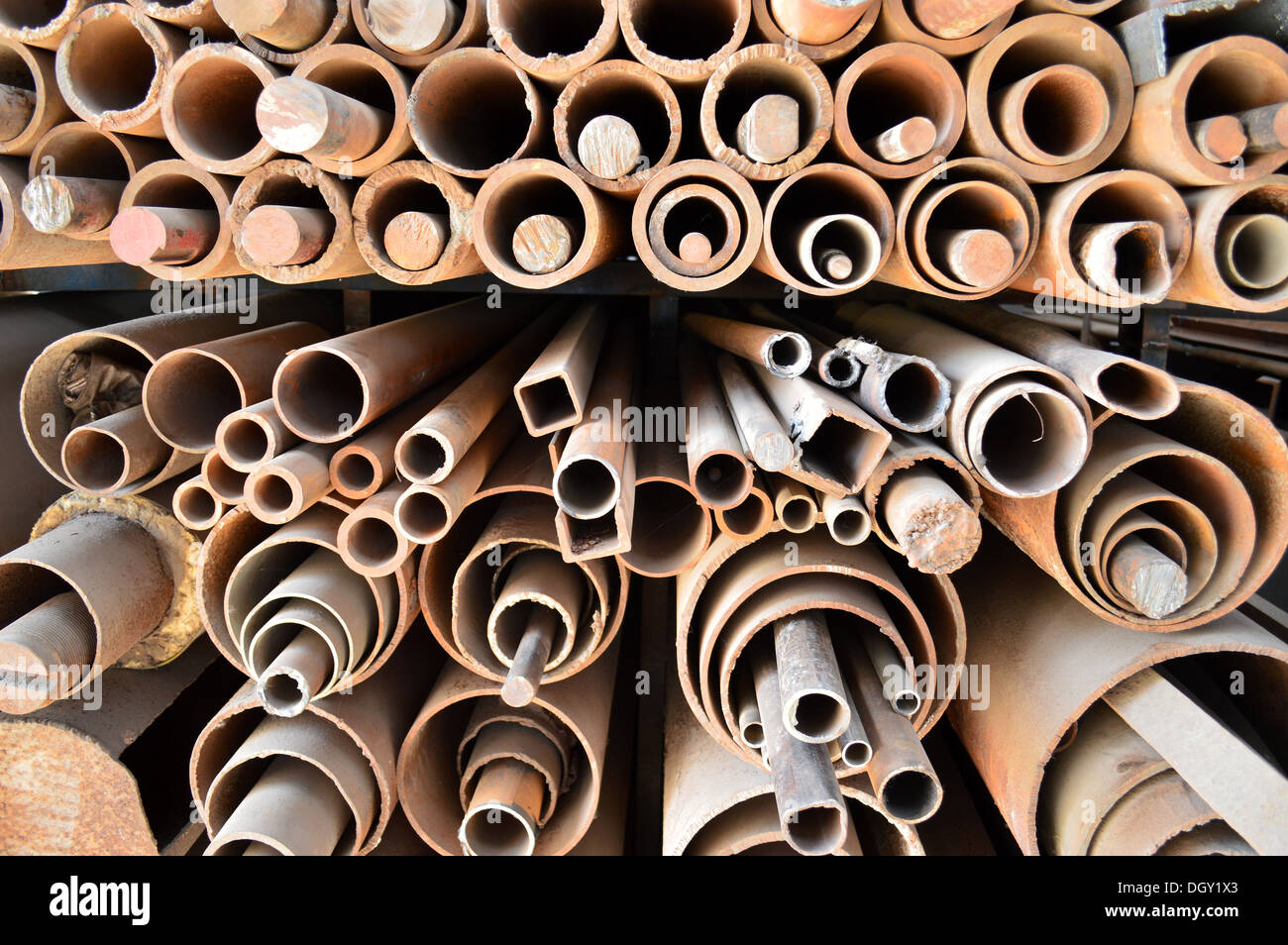 Stack of Steel Pipes Stock Photo - Alamy