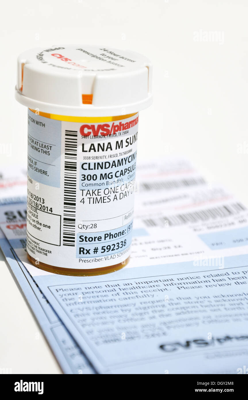 Clindamycin prescription drugs, a lincosamide antibiotic Stock Photo ...