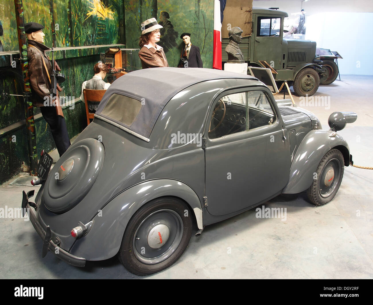 The Simca 5, a French compact car, is displayed at the Tank Museum in ...