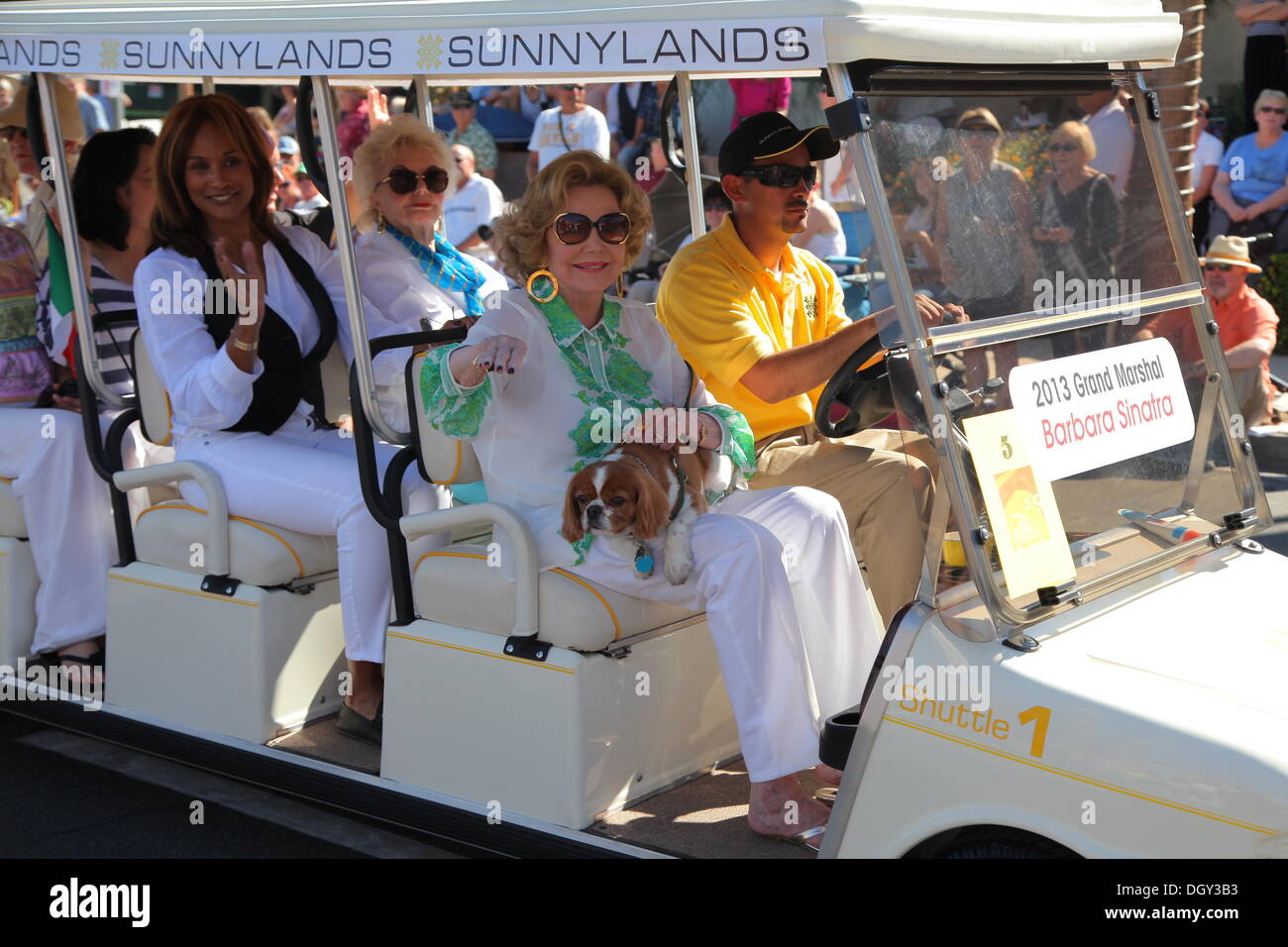 BARBARA SINATRA plays hostess to the iconic Palm Desert golf cart ...