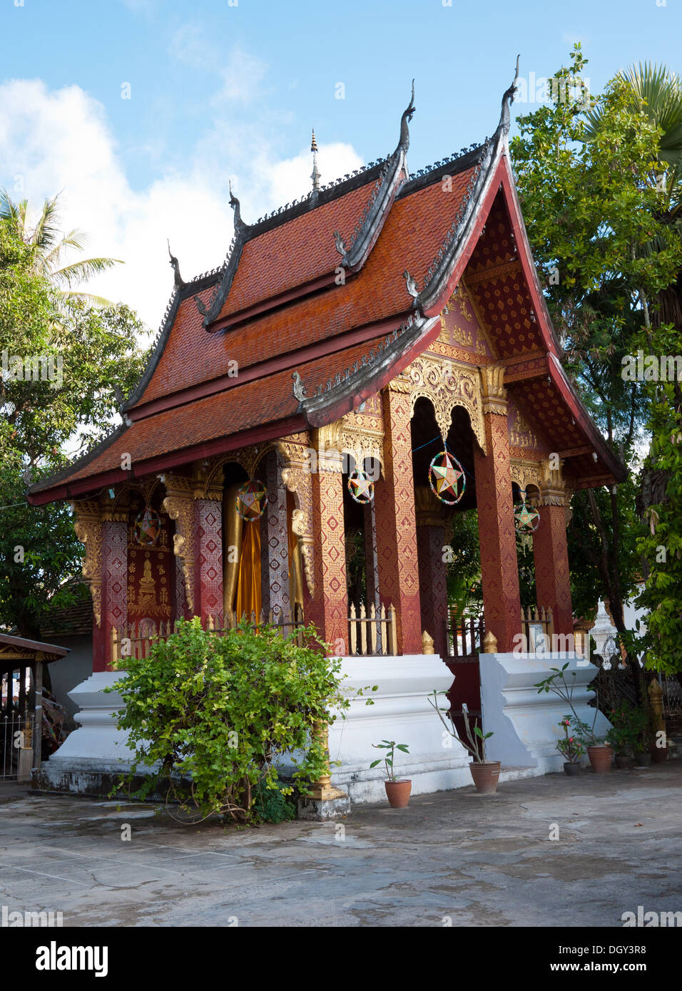 On the grounds of the Wat Sen Buddhist Temple in Luang Prabang, Laos ...