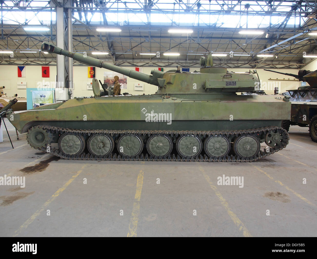 The SAU-122, displayed at the Tank Museum in Saumur, France, is a ...