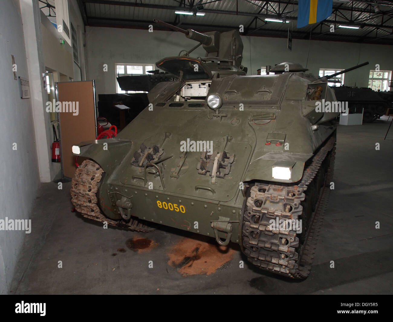 The PBV301, a tracked military vehicle, is displayed at the Tank Museum ...