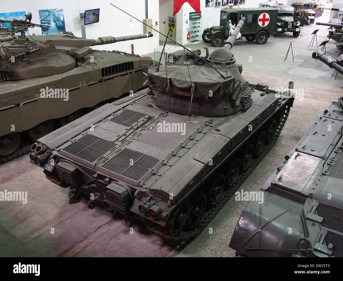 The Panzer 61 (PZ-61), a Swiss-made tank, is displayed at the Tank Museum in Saumur, France. It ...