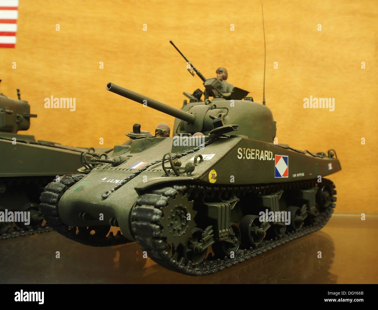 The Sherman tank model on display at the Tank Museum in Saumur, France ...