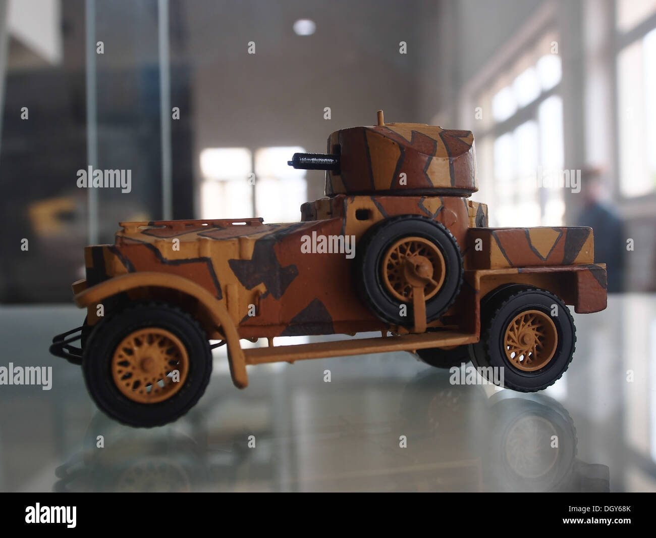 The model of an armored car on display at the Tank Museum in Saumur ...