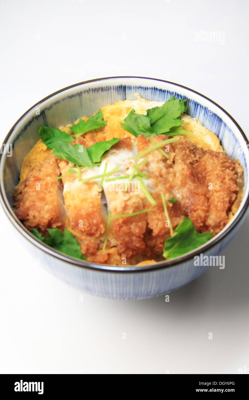 Pork Cutlet On Rice Stock Photo - Alamy