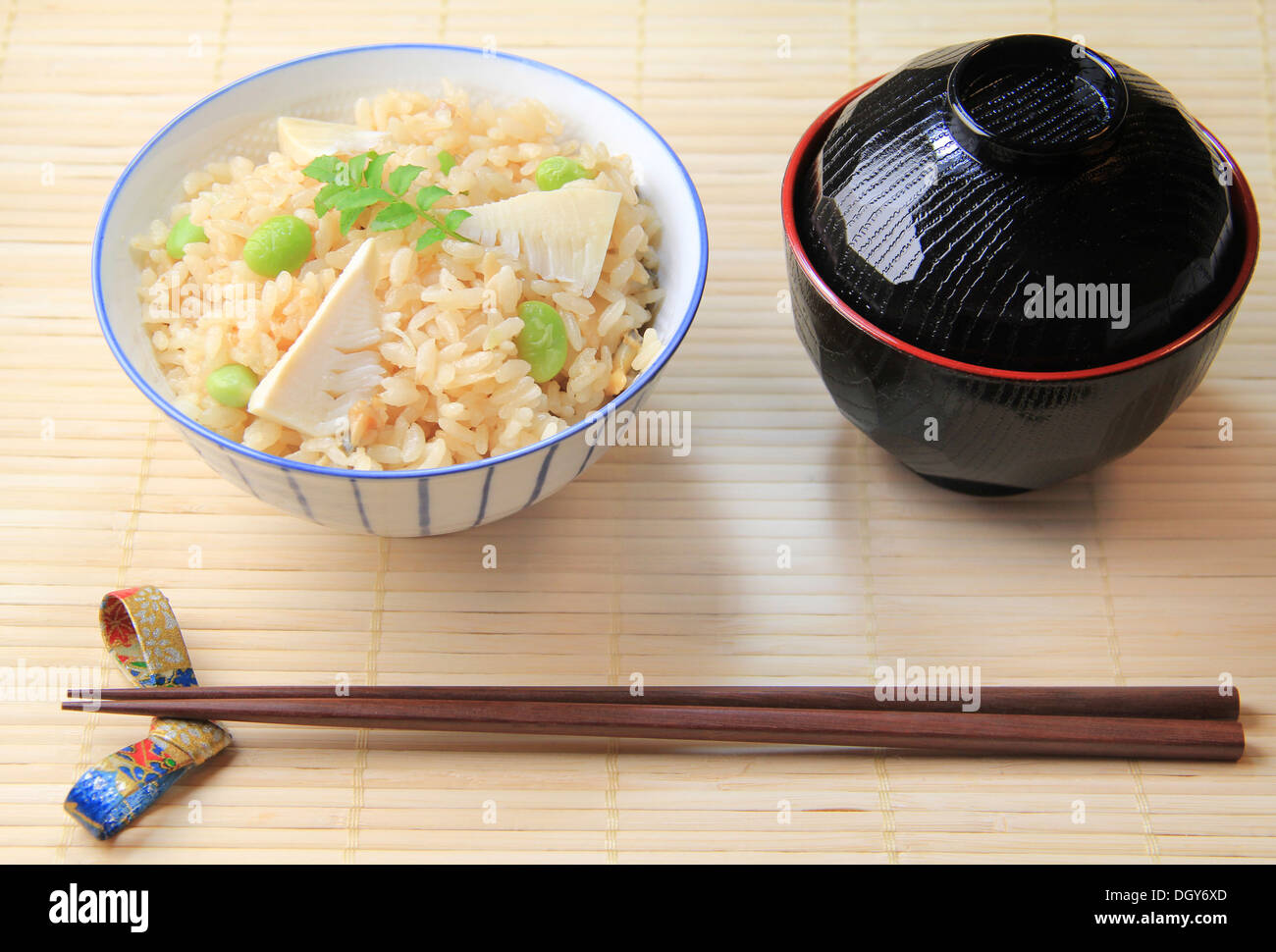 Cooked rice with bamboo shoots Stock Photo - Alamy