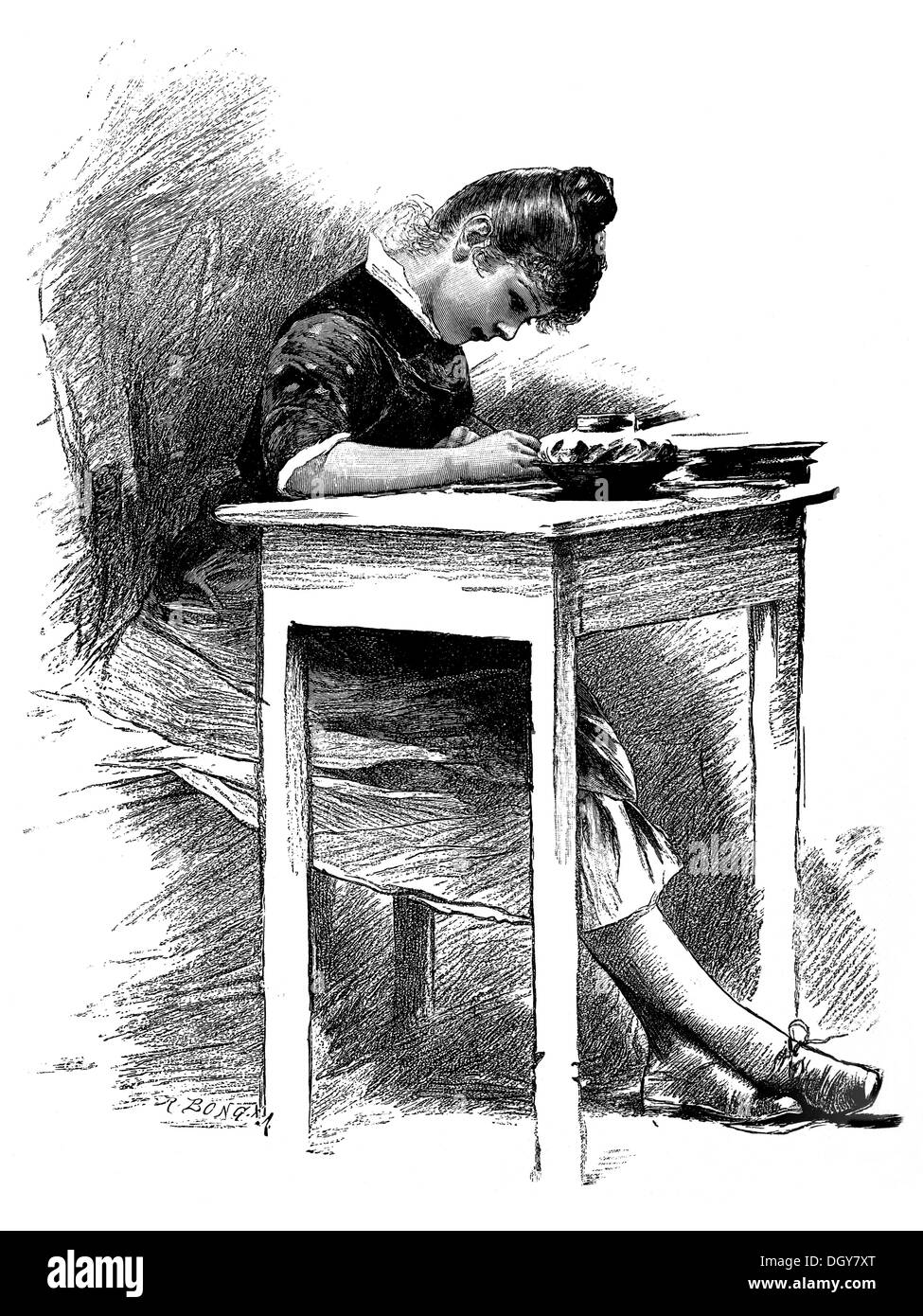 Homework, an illustration from the Moderne Kunst in ...