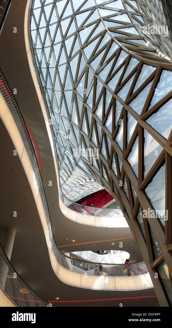 Architectural detail of a modern shopping mall, My Zeil, Frankfurt ...