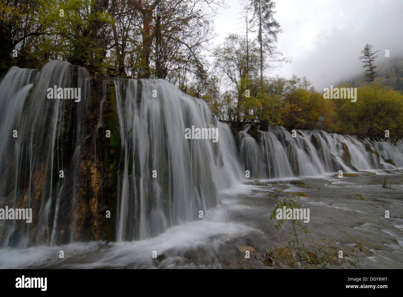Autumn mood at Panda waterfall, Jiuzhai Valley, National Park ...