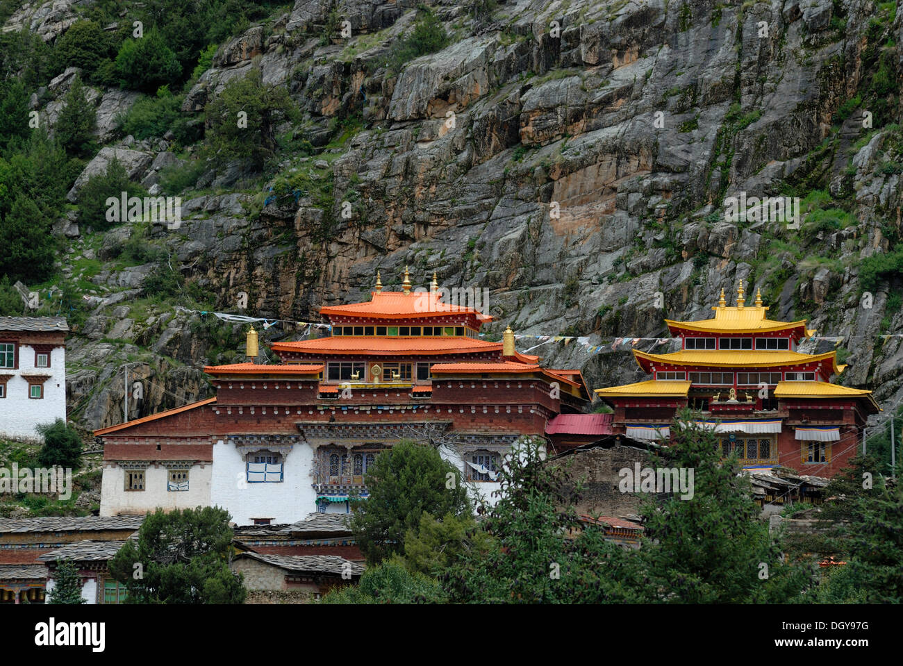 Tibetan monastery Sangdui Benpo, Yading National Park, historical Kham ...