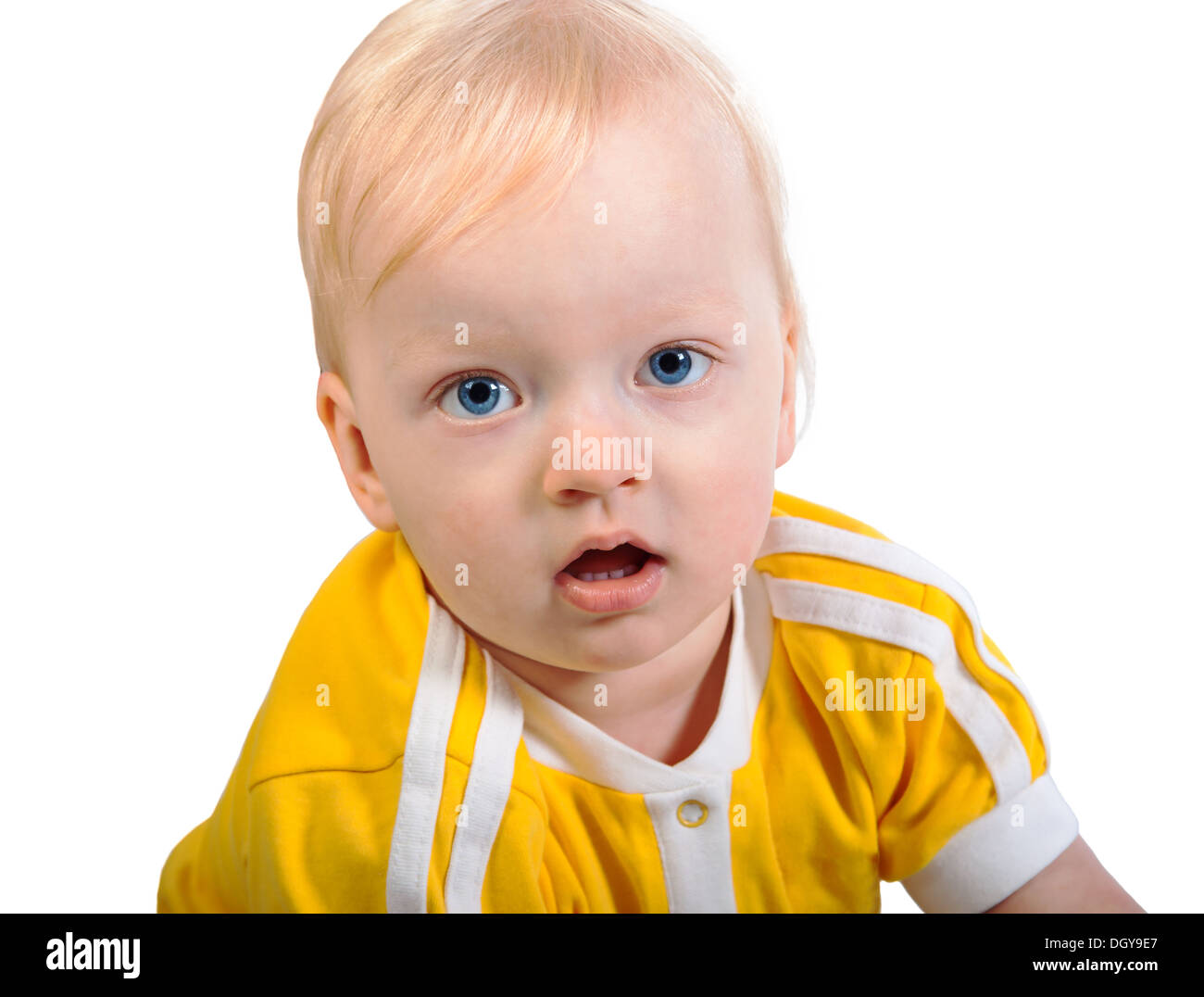 the small beautiful child isolated on a white background Stock Photo ...