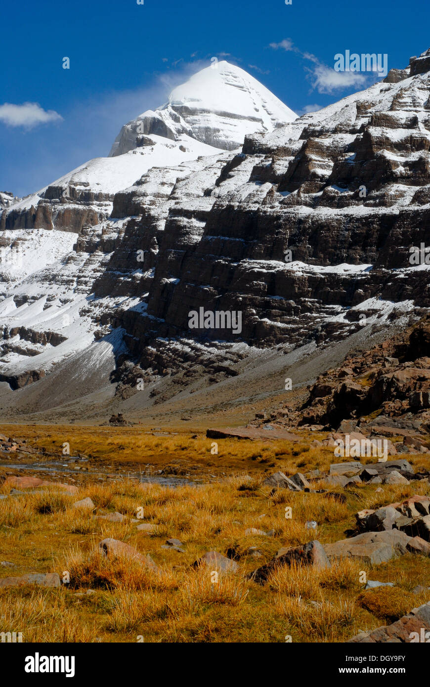 Holy Mt. Kailash, or Tibetan Kang Rinpoche, west valley, Ngari province ...