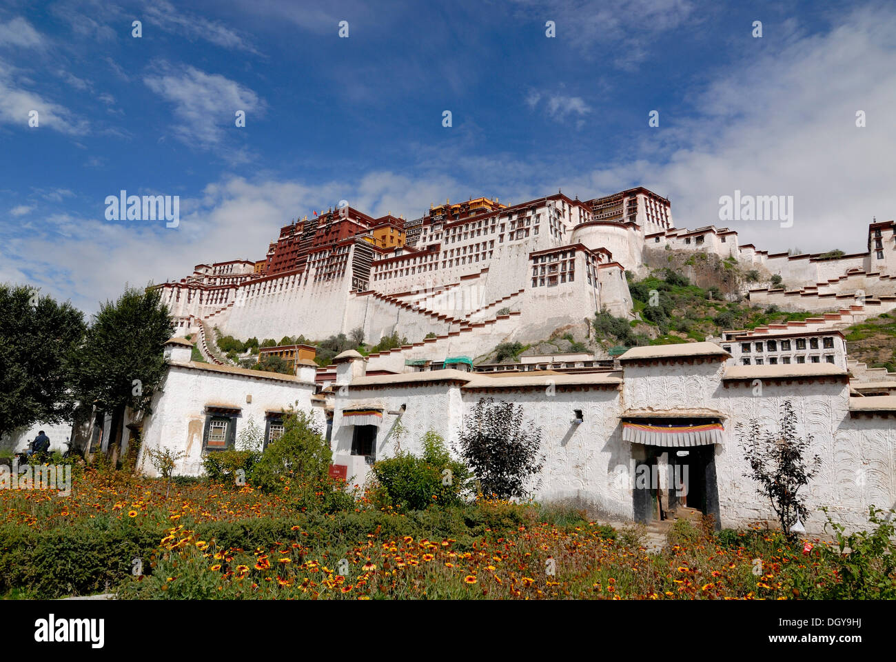 Potala Palace, winter palace of the Dalai Llama with the few remaining ...
