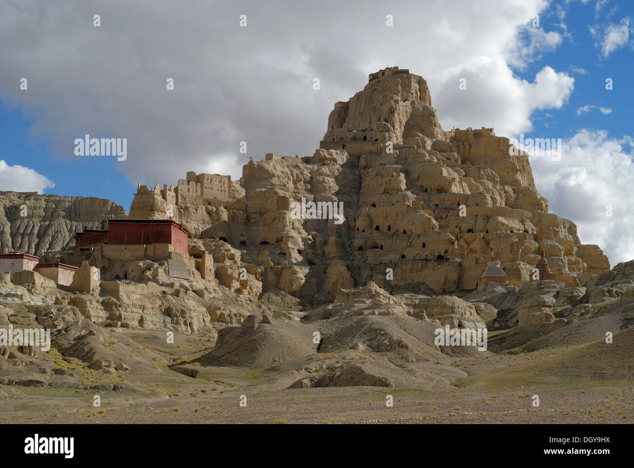 Fortress and former seat of power of Tsaparang in the arid Sutlej ...