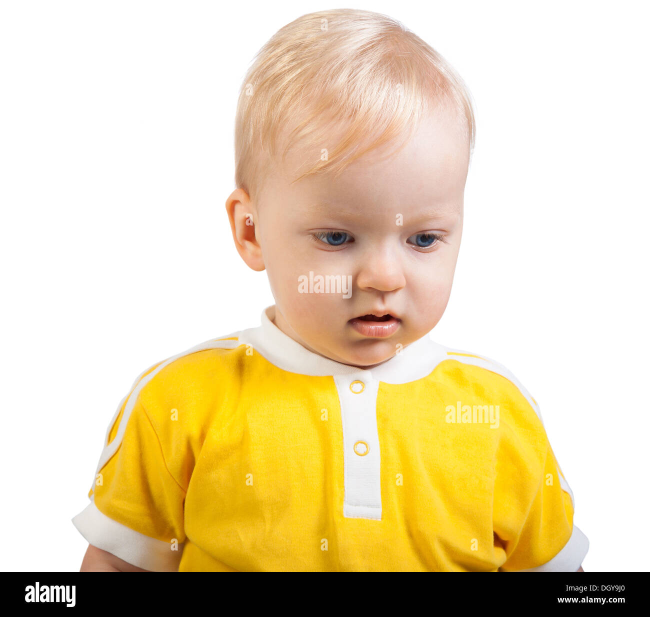 the small beautiful child isolated on a white background Stock Photo ...