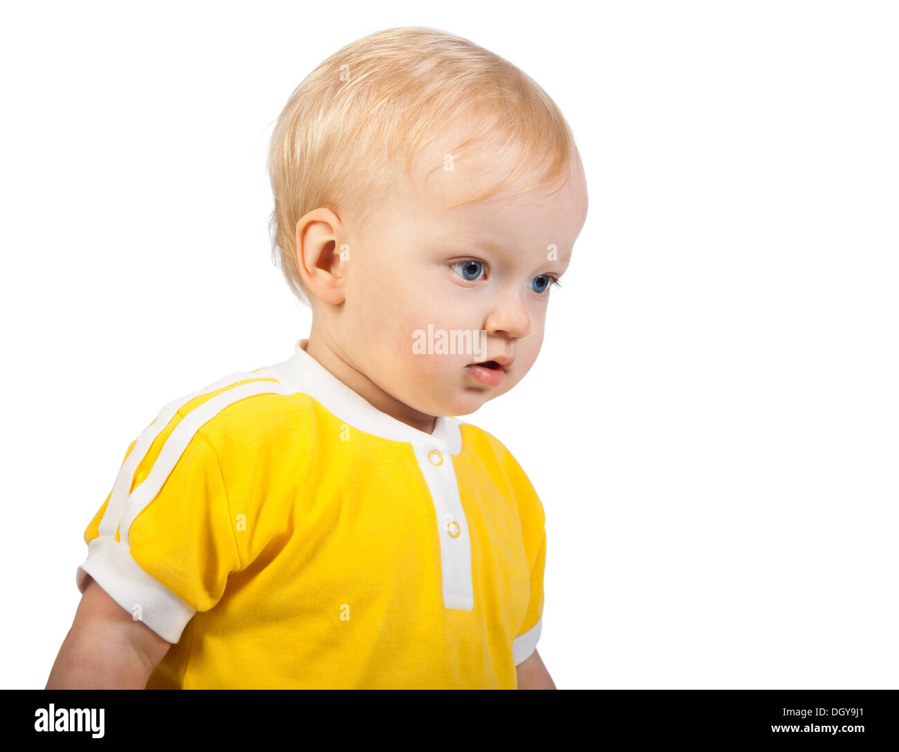 the small beautiful child isolated on a white background Stock Photo ...