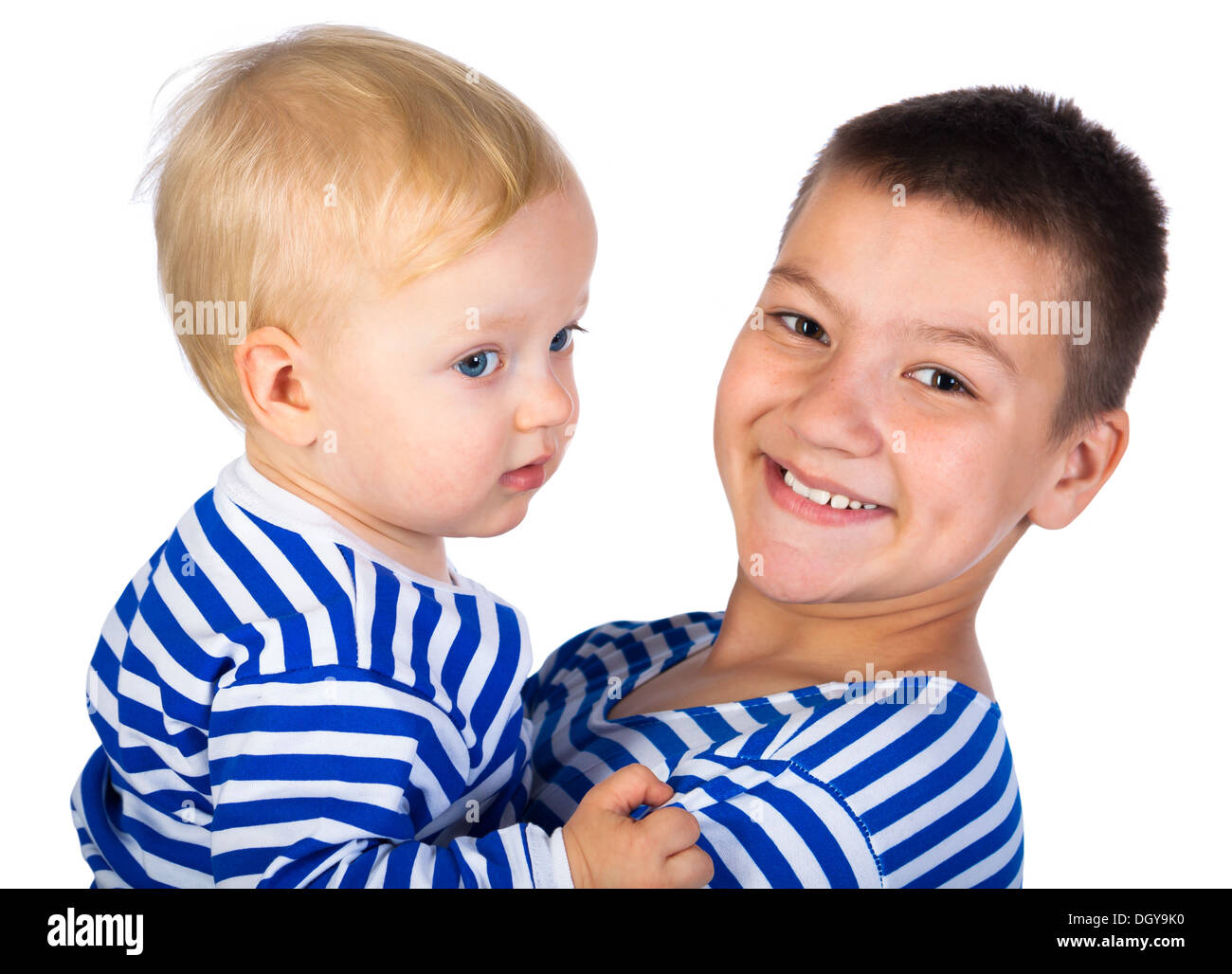 two beautiful boys isolated on a white background Stock Photo - Alamy