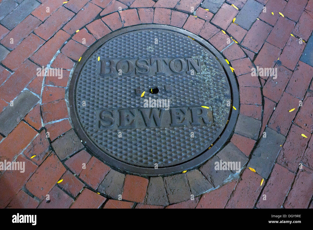 Boston sewer manhole cover Stock Photo - Alamy