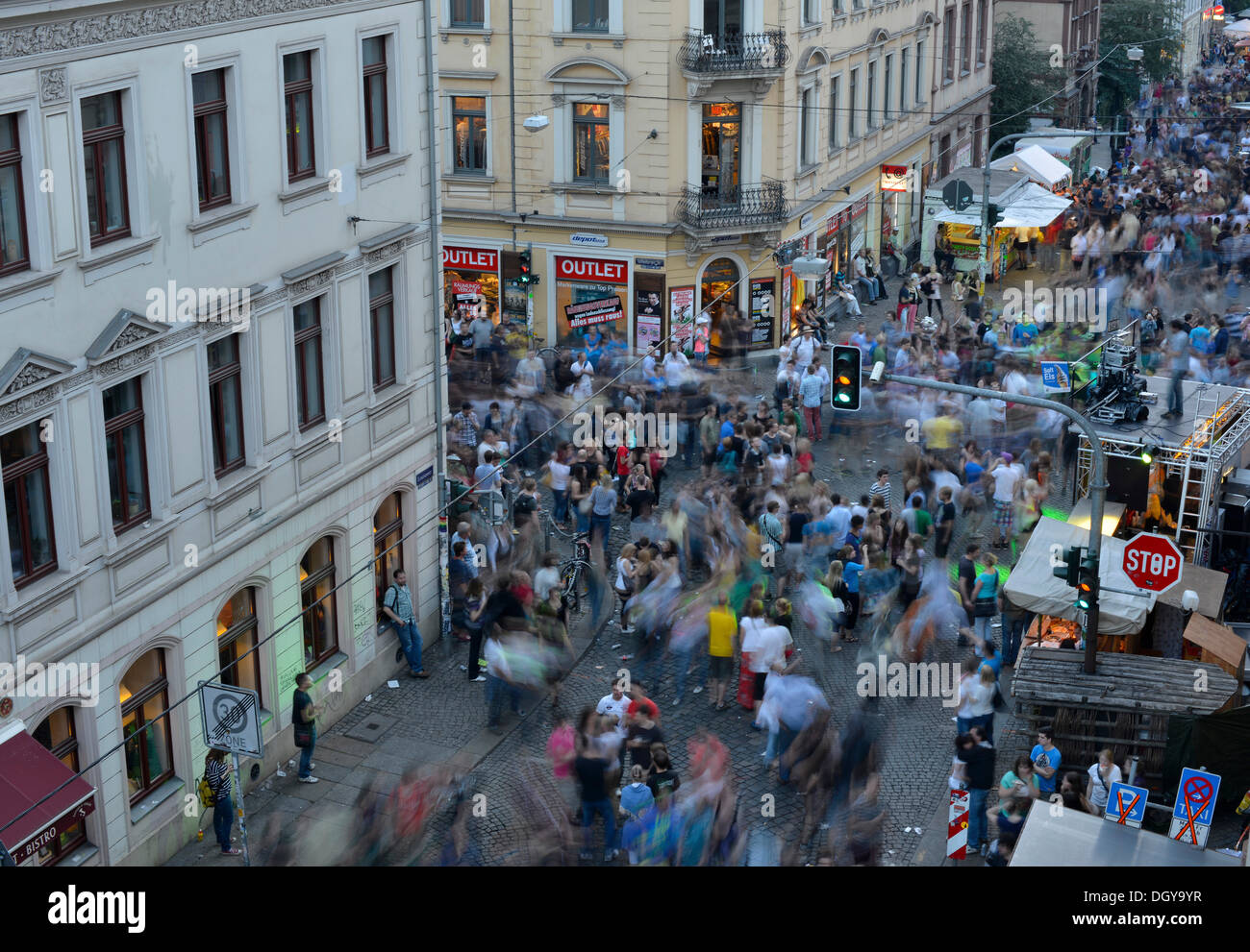 Partying, dancing people, the largest quarter festival in Dresden, from ...