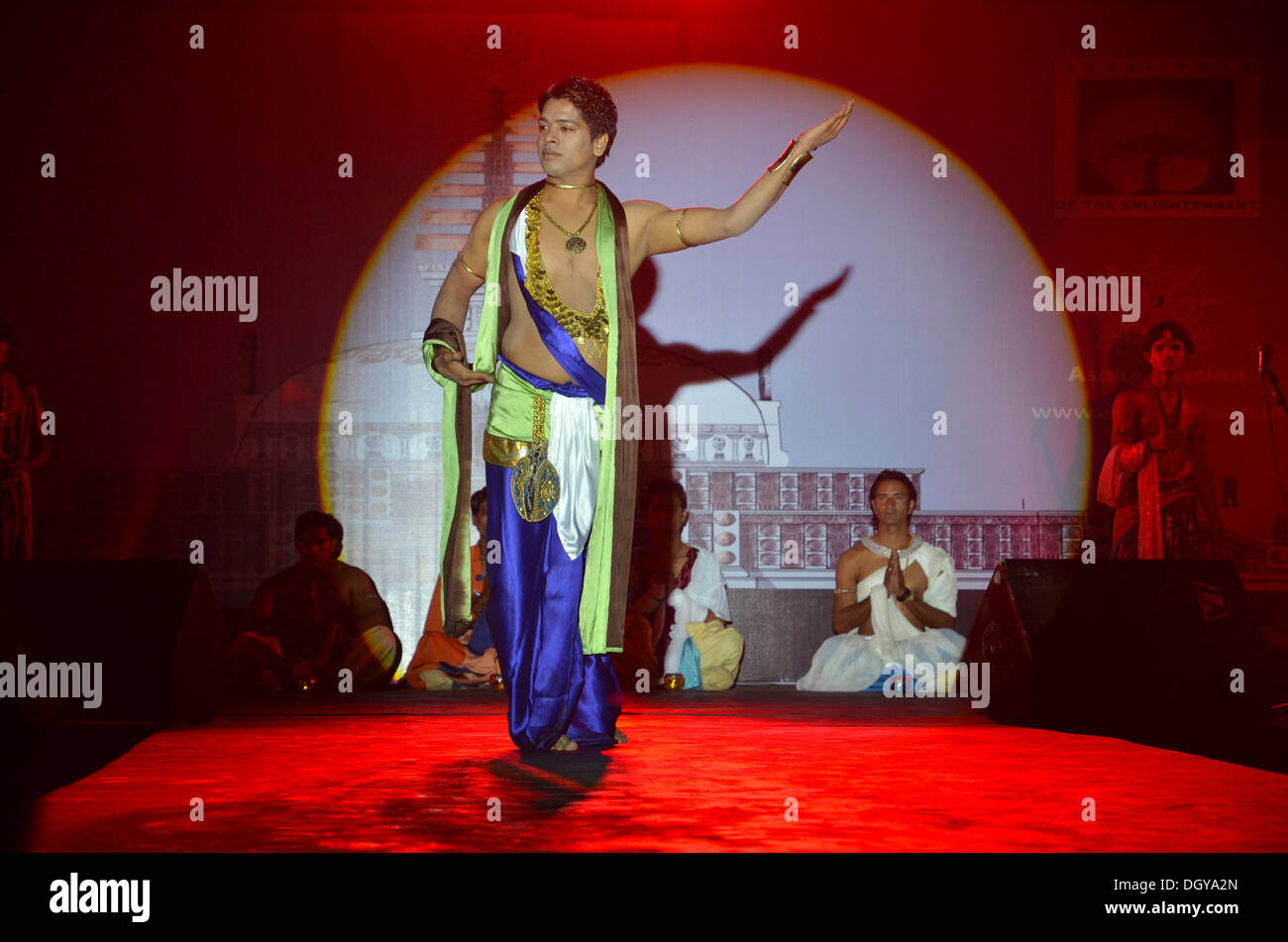 Indian dance group performing a stage play about the birth of Buddha ...