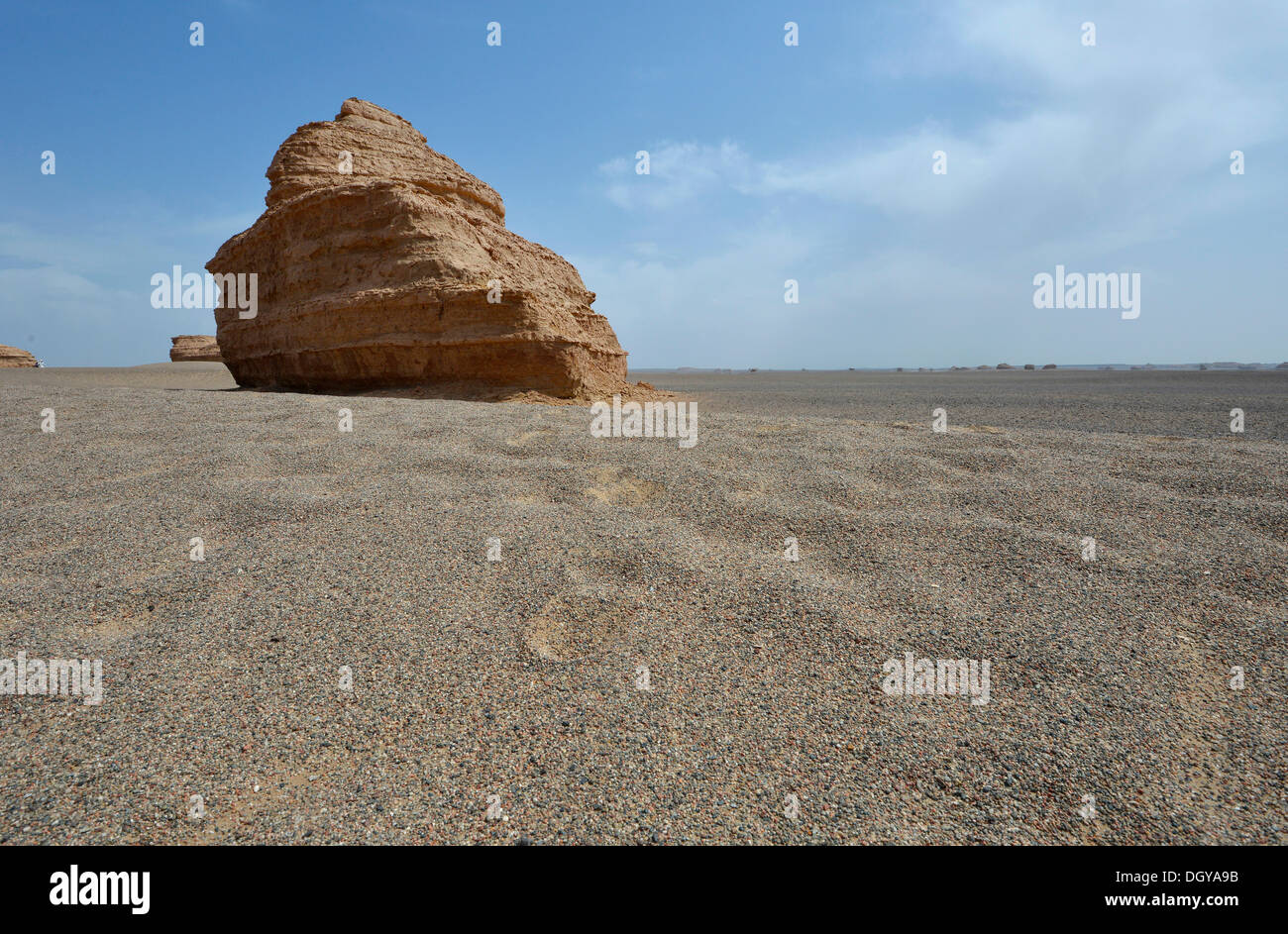 Dry desert landscape with rock formations, historic Silk Road, Yumen ...