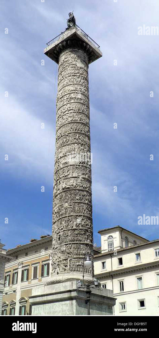 5563. Column of Marcus Aurelius in Rome, a victory column to celebrate ...